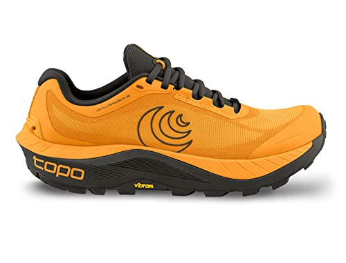 Topo Athletic Men's MTN Racer 3 Comfortable Lightweight 5MM Drop Trail Running Shoes, Athletic Shoes for Trail Running, Mango/Espresso, Size 7