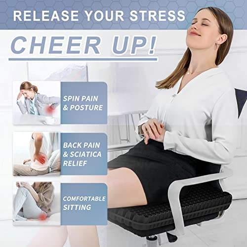 Super Large & Thick Gel Seat Cushion for Long Sitting, Office Chair Cushion for Car, Wheelchair, Desk, Stadium- Hip, Coccyx, Sciatica, Pressure Sores Tailbone Pain Relief Pad, Seat Cushion