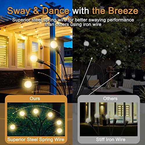 Slyuexu Decorative Solar Garden Lights Outdoor Waterproof: 4Pack 24LEDs Vibrant Wind Swaying Dancing Firefly Outside Decor, High Flexible Wire, Bright Solar Powered Decoration for Yard Patio Lawn Path