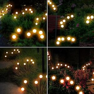 Slyuexu Decorative Solar Garden Lights Outdoor Waterproof: 4Pack 24LEDs Vibrant Wind Swaying Dancing Firefly Outside Decor, High Flexible Wire, Bright Solar Powered Decoration for Yard Patio Lawn Path