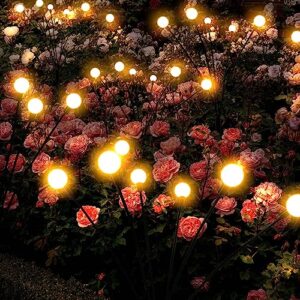 Slyuexu Decorative Solar Garden Lights Outdoor Waterproof: 4Pack 24LEDs Vibrant Wind Swaying Dancing Firefly Outside Decor, High Flexible Wire, Bright Solar Powered Decoration for Yard Patio Lawn Path