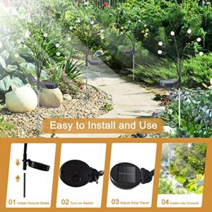 Slyuexu Decorative Solar Garden Lights Outdoor Waterproof: 4Pack 24LEDs Vibrant Wind Swaying Dancing Firefly Outside Decor, High Flexible Wire, Bright Solar Powered Decoration for Yard Patio Lawn Path