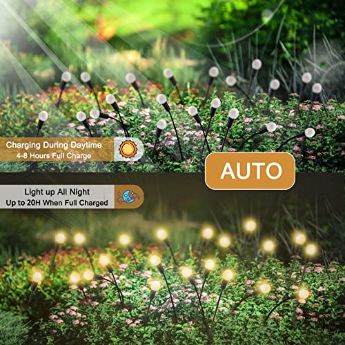 Slyuexu Decorative Solar Garden Lights Outdoor Waterproof: 4Pack 24LEDs Vibrant Wind Swaying Dancing Firefly Outside Decor, High Flexible Wire, Bright Solar Powered Decoration for Yard Patio Lawn Path