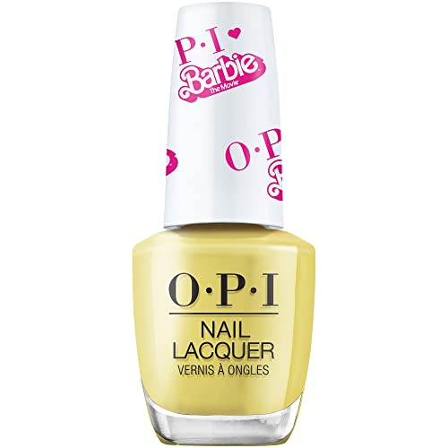 OPI Nail Lacquer, Opaque Crème Finish Yellow Nail Polish, Up to 7 Days of Wear, Chip Resistant & Fast Drying, 3 Barbie Limited Edition Collection, Hi Ken, 0.5 fl oz