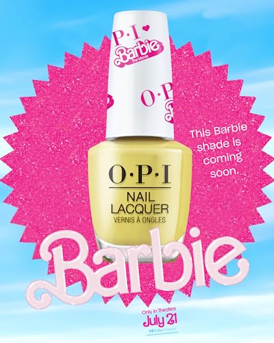 OPI Nail Lacquer, Opaque Crème Finish Yellow Nail Polish, Up to 7 Days of Wear, Chip Resistant & Fast Drying, 3 Barbie Limited Edition Collection, Hi Ken, 0.5 fl oz