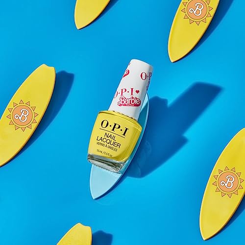 OPI Nail Lacquer, Opaque Crème Finish Yellow Nail Polish, Up to 7 Days of Wear, Chip Resistant & Fast Drying, 3 Barbie Limited Edition Collection, Hi Ken, 0.5 fl oz