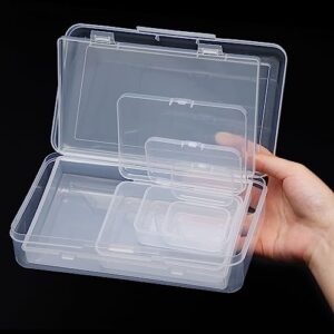 QUEFE 28 Pack Mixed Sizes Small Plastic Organizer Storage Box, Rectangular Empty Mini Clear Plastic Organizer Storage Box Containers with Lids for Small Items and Other Craft Projects