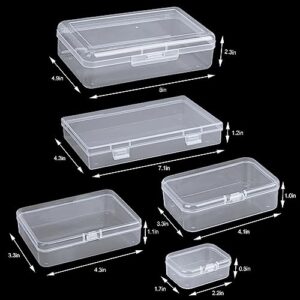 QUEFE 28 Pack Mixed Sizes Small Plastic Organizer Storage Box, Rectangular Empty Mini Clear Plastic Organizer Storage Box Containers with Lids for Small Items and Other Craft Projects