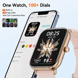 Smart Watch 1.96″ with Bluetooth Call Message Alert, Smart Watch for Women with Heart Rate Blood Pressure Blood Oxygen Sleep Body Temperature Monitoring, 350mAh with 100+ Sports Modes for iOS, Android