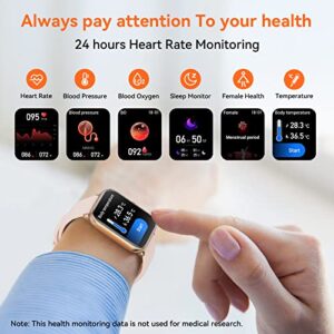 Smart Watch 1.96″ with Bluetooth Call Message Alert, Smart Watch for Women with Heart Rate Blood Pressure Blood Oxygen Sleep Body Temperature Monitoring, 350mAh with 100+ Sports Modes for iOS, Android