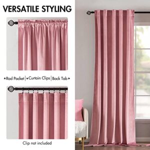 MIULEE Blush Pink Velvet Curtains Thermal Insulated Blackout Curtains/Grommet Window Drapes for Home Theatre/Girls Room/Wedding Decor 52 x 96 Inches Set of 2 Bundle Back Tab Velvet Curtains 2 Panels