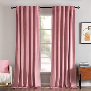 MIULEE Blush Pink Velvet Curtains Thermal Insulated Blackout Curtains/Grommet Window Drapes for Home Theatre/Girls Room/Wedding Decor 52 x 96 Inches Set of 2 Bundle Back Tab Velvet Curtains 2 Panels