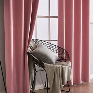 MIULEE Blush Pink Velvet Curtains Thermal Insulated Blackout Curtains/Grommet Window Drapes for Home Theatre/Girls Room/Wedding Decor 52 x 96 Inches Set of 2 Bundle Back Tab Velvet Curtains 2 Panels