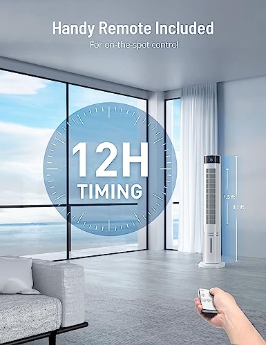 Paris Rhône Portable Air Conditioners 3-IN-1 Evaporative Air Cooler, 3 Speeds Air Conditioner Portable for 1 Room with Remote, 12H Timer, 60° Oscillation Swamp Cooler Fans for Bedroom