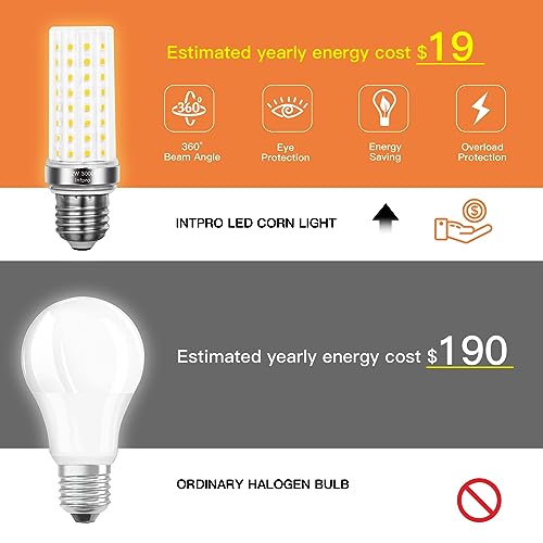 Intpro LED Corn Light Bulb LED Bulb 150W Equivalent 1500 Lumen 3000K Warm Light 12W E26/E27 Base Non-dimmable Ceiling Fan Corn Lighting for Home Garage Warehouse Indoor LED Corn Bulbs