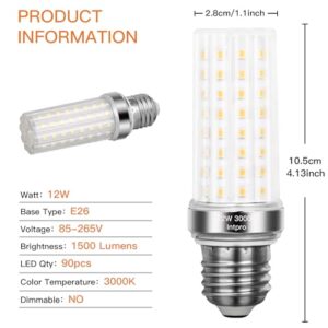 Intpro LED Corn Light Bulb LED Bulb 150W Equivalent 1500 Lumen 3000K Warm Light 12W E26/E27 Base Non-dimmable Ceiling Fan Corn Lighting for Home Garage Warehouse Indoor LED Corn Bulbs