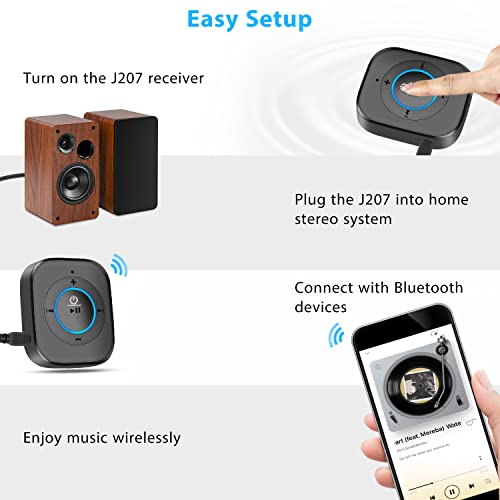 IDIGMALL 2023 Latest Bluetooth 5.3 Audio Receiver for Speaker, Wireless 3.5mm Aux Hi-Fi Music Adapter w/Noise Cancelling Mic & Hands-Free for Car Stereo Home Amp w/Headphones Jack/RCA, 20H Playtime