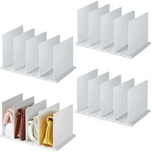 maitys divided purse organizer for closet plastic bag divider for closet shelf adjustable handbag storage organizer for dressers, detachable and space saving (white, 4 sets)