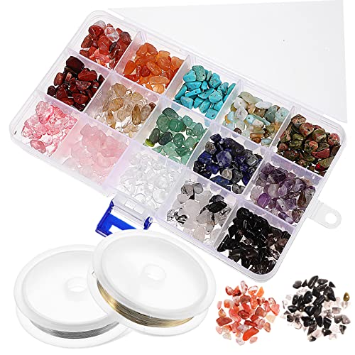 VOSAREA Natural Gemstone Beads 4 Boxes Natural Gravel Bracelets Kit Beads Irregular Bead Stones Rock Bracelet Natural Stone Natural Gemstone Beads Irregular Bead Stones