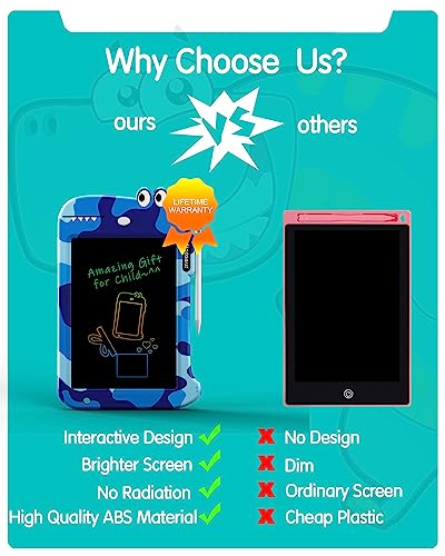 VNVDFLM 8.8 Dino LCD Writing Tablet for Kids Doodle Board Drawing Pad Birthday Gifts for 3 4 5 6 7 8 Year Old Boys and Girls (Blue Camo)