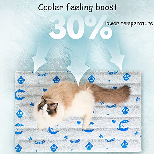 Dog Cooling Mat Pressure Activated Pet Cooling Mat Summer Cooling Pad for Dogs Cats Non-Toxic Self Cooling Gel Mat for Kennels, Floors, Crates and Beds, No Water or Electricity Needed (C,S)