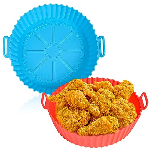 Nuova Era 2-Pack Air Fryer Silicone Pot for 3 to 5 QT, Air Fryer Silicone Liners, Air Fryer Accessories, Reusable Silicone Bowl for Baking, Air Fryer Basket, Air Fryer Basket for Oven