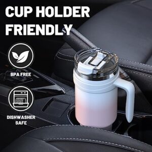 Hydraful 46 oz Insulated Tumbler with handle and leak proof 2-in-1 Straw & Sip Lid,Stainless Steel Vacuum Travel Mug,Coffee Cup,Insulated smoothie cup,Keeps Cold for 34 Hours,Fit in Car Cup Holder