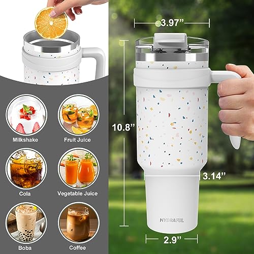 Hydraful 46 oz Insulated Tumbler with handle and leak proof 2-in-1 Straw & Sip Lid,Stainless Steel Vacuum Travel Mug,Coffee Cup,Insulated smoothie cup,Keeps Cold for 34 Hours,Fit in Car Cup Holder