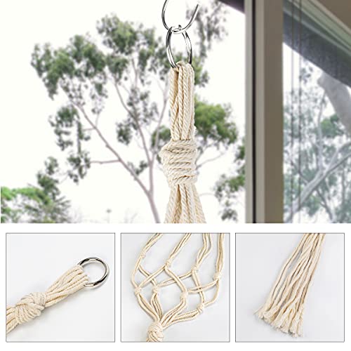 5 Pack Macrame Plant Hangers, Indoor Hanging Plant Holder with S Hooks and Hook Nails, 3 Sizes 34"/40"/54", Handmade Macrame Planter Hanging Baskets for Small Plant Pots, Boho Home Decor (Beige)