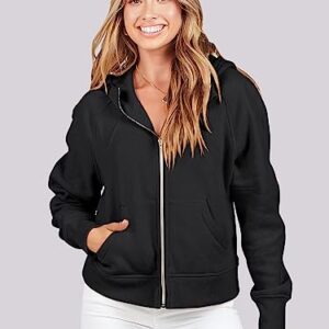 ANRABESS Hoodies for Women Casual Long Sleeve Jackets Oversized Fleece Sweatshirts Zip Up 2023 Y2k Hooded Teen Girl Tops Trendy Fall Clothing Black A1015heise-L