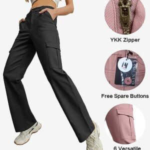 Lepunuo Cargo Pants for Women Baggy Zipper Y2K Pants Light Baggy Jogger Black