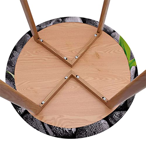 NJZOXR Seamless Table Cloth for Round Tables Wooden Boards Oil Proof Waterproof Tablecloth for Picnic Party Basalt Stones Bamboo Fits up 40"-44" Diameter Tables