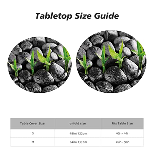 NJZOXR Seamless Table Cloth for Round Tables Wooden Boards Oil Proof Waterproof Tablecloth for Picnic Party Basalt Stones Bamboo Fits up 40"-44" Diameter Tables