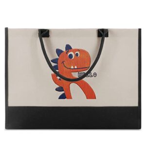 MOLYCHO Dinosaur Embroidery Tote Bag Gift For Family Beach Reusable Multipurpose