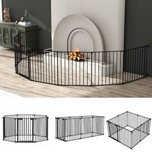 epikoib 200" wide baby gate metal safety playpen - fireplace fence for kids/pet/toddler/dog/cat, 8-panel