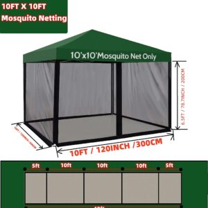 Mosquito Net for 10x10 Canopy Tent,Replacement Mosquito Netting for Gazebo Netting Screen Mosquito Screen Canopy for Camping for Patio Tent 10x10' (Mosquito Netting Only, Black 1)