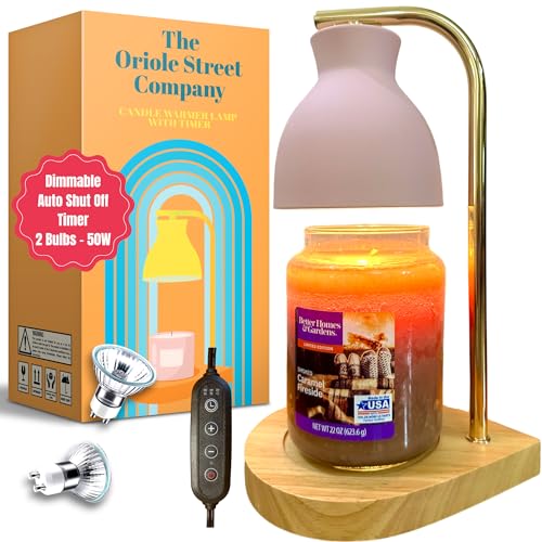 Pink Candle Warmer Lamp with Timer Dimmable Candle Lamp Warmer for Jar Candles with Auto Shut Off Timer, Top Lamp Candle Warmer Compatible with Large Yankee Candles Cute Electric Wax Melt Warmer