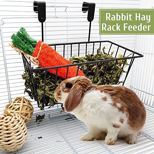 BNOSDM 2 Pack Rabbit Hay Feeder Bunny Hay Holder for Cage Hanging Guinea Pig Hay Rack Mental for Rabbits Bunnies Guinea Pig Chinchilla