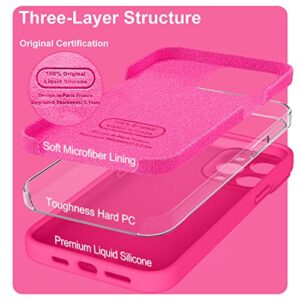 Ktele Compatible with iPhone 14 Pro Case, AB-Grade Liquid Silicone Case, [Four Corner 50+Tiny Airbags Shockproof] [Soft Microfiber Lining Anti-Scratch] Camera All-Round Protection Case - Hot Pink