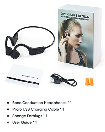 SAMVEK Wireless Headphones, Bone Conduction Bluetooth Headphones, IP65 Waterproof Open Ear Headset, Built-in Mic, Sweatproof Earbuds, Sport Earphones for Cycling, Workouts, Hiking