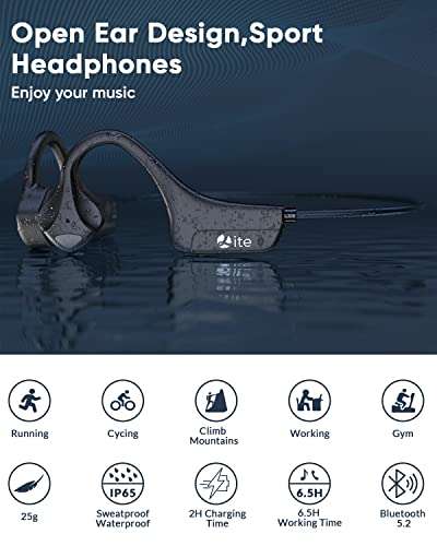 SAMVEK Wireless Headphones, Bone Conduction Bluetooth Headphones, IP65 Waterproof Open Ear Headset, Built-in Mic, Sweatproof Earbuds, Sport Earphones for Cycling, Workouts, Hiking