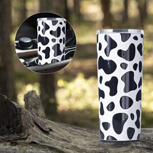 ARCQUESE Cow Print Tumbler Insulated Birthday Gifts for Women Insulated Cups Funny Gifts for Girlfriend Cow Print Mug Mother's Day Gifts for Mom Cow Lovers Black For Daughter