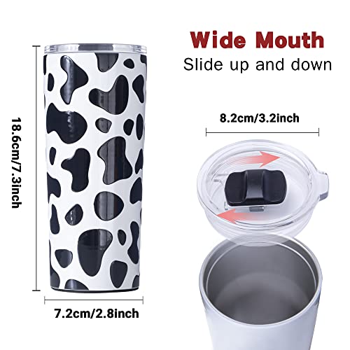 ARCQUESE Cow Print Tumbler Insulated Birthday Gifts for Women Insulated Cups Funny Gifts for Girlfriend Cow Print Mug Mother's Day Gifts for Mom Cow Lovers Black For Daughter