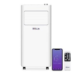 della 8000 btu smart wifi enabled portable air conditioner, cooling, dehumidifier & fan portable ac unit w/remote control window kit, cools up to 350 sq. ft.