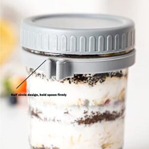 Overnight Oats Jars with Lid and Spoon, 16 Oz Glass Large Overnight Oats Containers, Airtight Mason Jars, Cereal, Milk, Vegetable and fruit Salad Storage Container with Measurement Marks