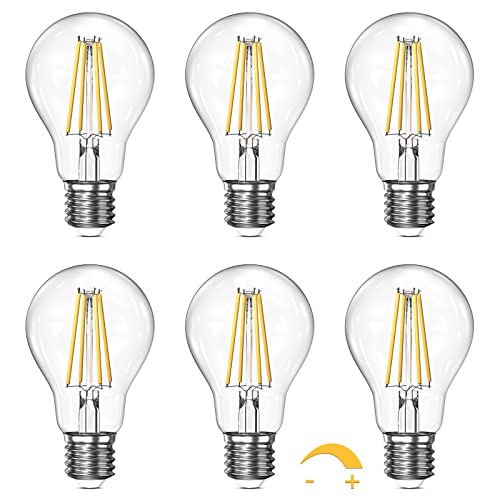 CRIRY Dimmable LED Light Bulbs 60W Equivalent, 6W, 2700K Warm Soft White Light LED Bulbs, A19 LED Bulb Clear 60W for Living Room Bedroom Bathroom Outdoor, 750LM, E26 Base, 6Packs