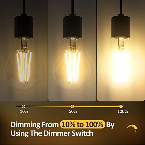 CRIRY Dimmable LED Light Bulbs 60W Equivalent, 6W, 2700K Warm Soft White Light LED Bulbs, A19 LED Bulb Clear 60W for Living Room Bedroom Bathroom Outdoor, 750LM, E26 Base, 6Packs