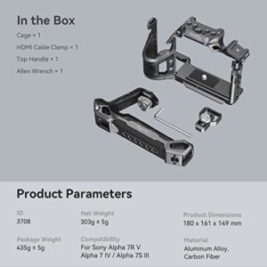 SmallRig A7 IV Cage with Top Handle and Clamp for HDMI Cable, Basic Kit for Sony Alpha 7R V/Alpha 7 IV/Alpha 7S III - 3708