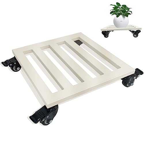 Hiflora Plant Caddy with Wheels 10 Inch Heavy Duty Plant Dolly Rolling Stand with 4 360° Lockable Casters Plant Stands for Outdoor Plants, White