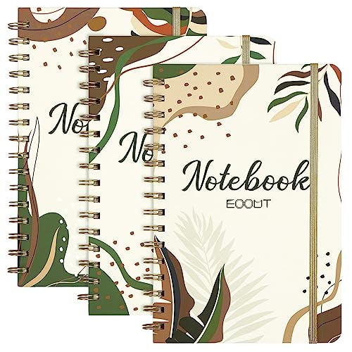 EOOUT Spiral Notebook, 3pcs, Aesthetic, For Women boho style, 8.5 x 5.7 Inches, College Ruled Notebook, With Pockets, Lined Pages A5 Size